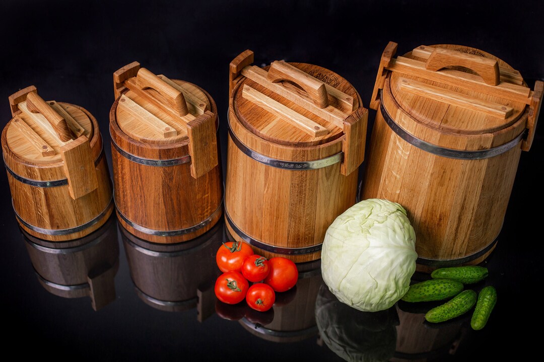 Oak Barrels 3, 5, 10, 15L With Lid / Pickle Oak Barrel / Wooden Vat for ...