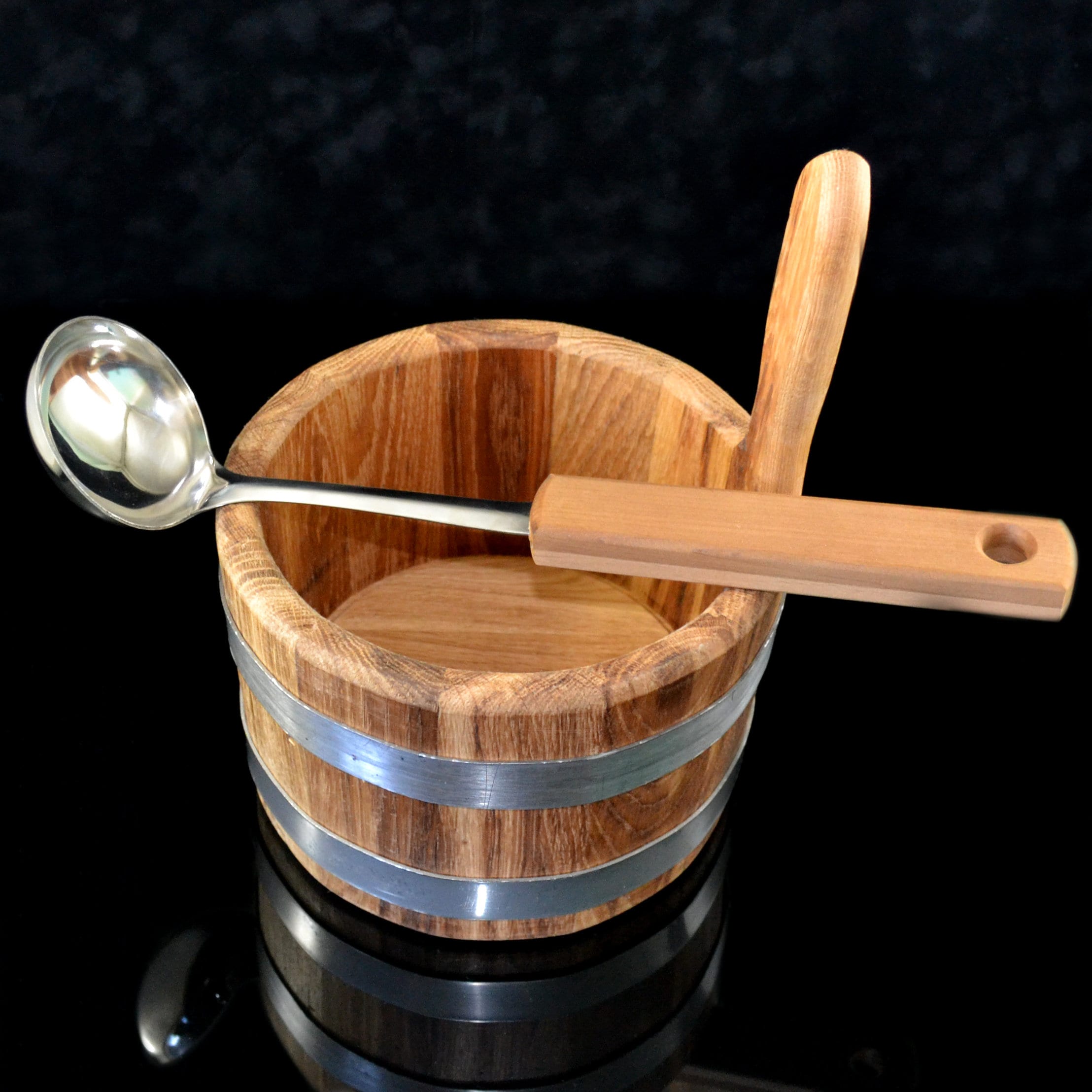 Oak Bucket and Ladle Wood Bath Bucket Sauna Wooden Steamer - Etsy
