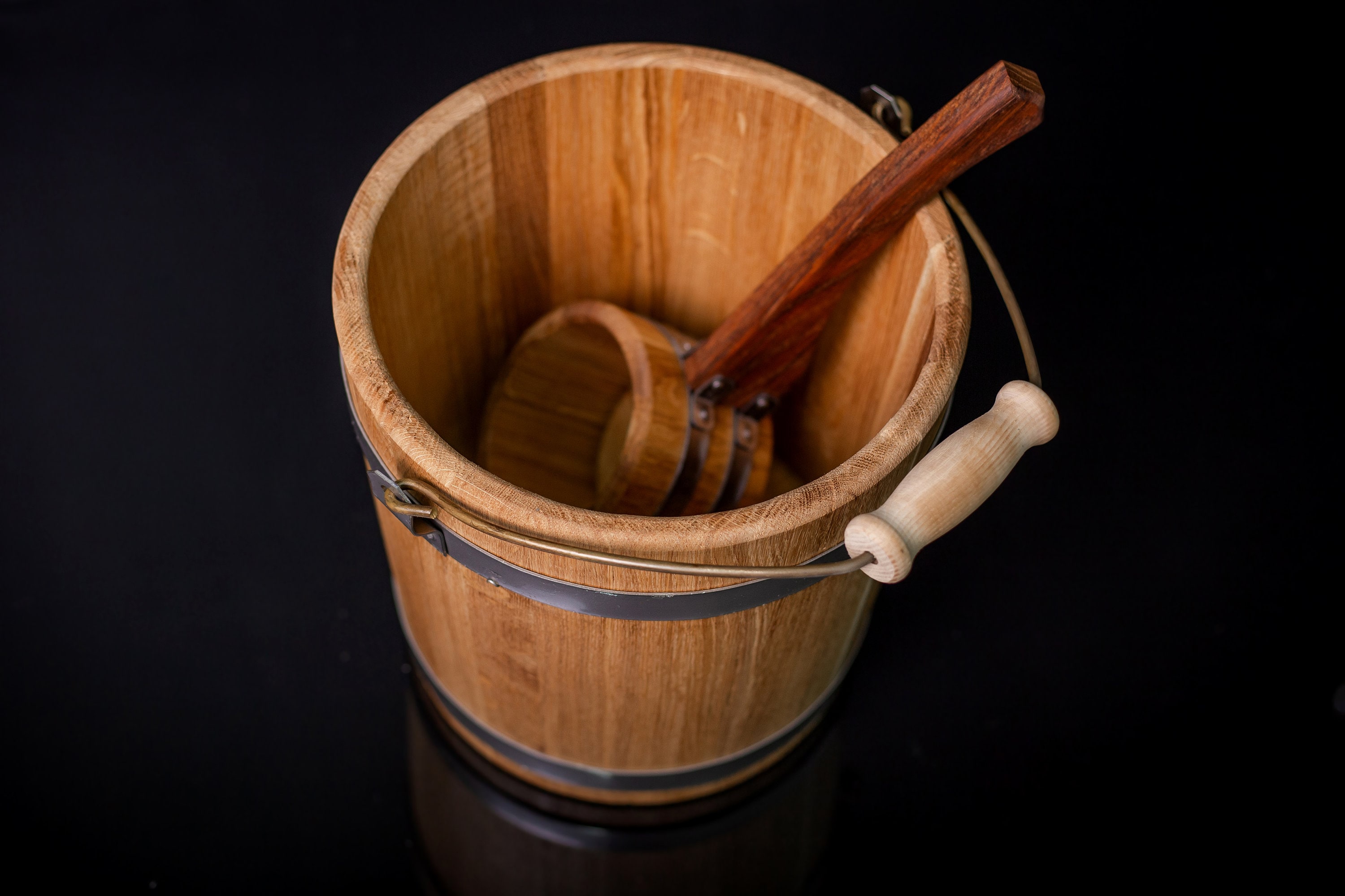 Oak Bucket, Sauna Broom Wooden Steamer Bucket, Sauna Accessories ...
