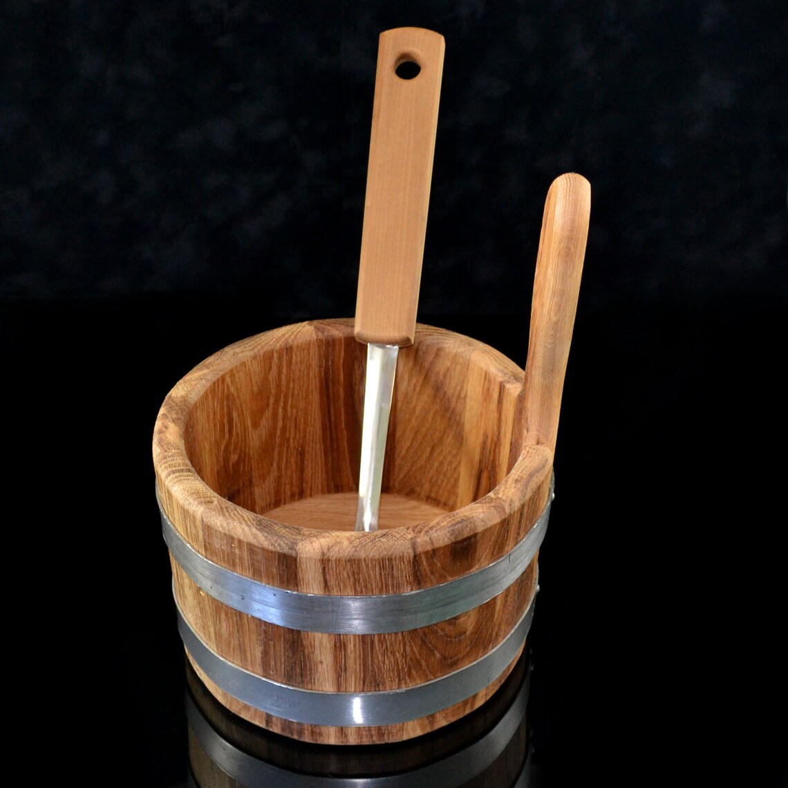 Oak Bucket and Ladle Wood Bath Bucket Sauna Wooden Steamer - Etsy