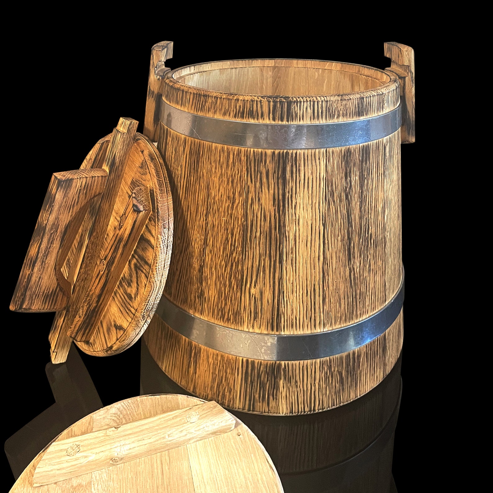 Antique Pickle Oak Barrel / Aging Oak Barrel With Lid / Wooden Vat for ...