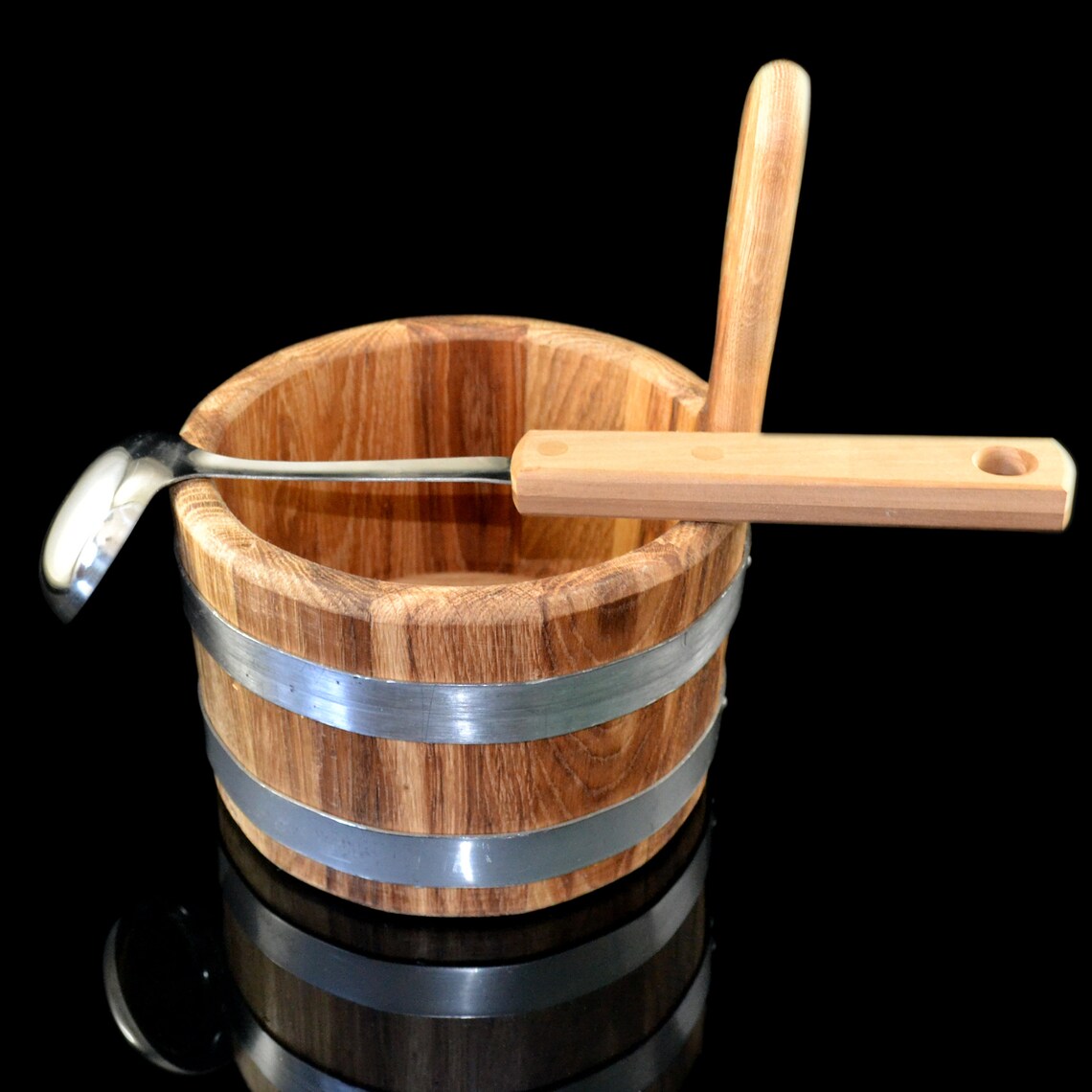 Oak Bucket and Ladle Wood Bath Bucket Sauna Wooden Steamer - Etsy