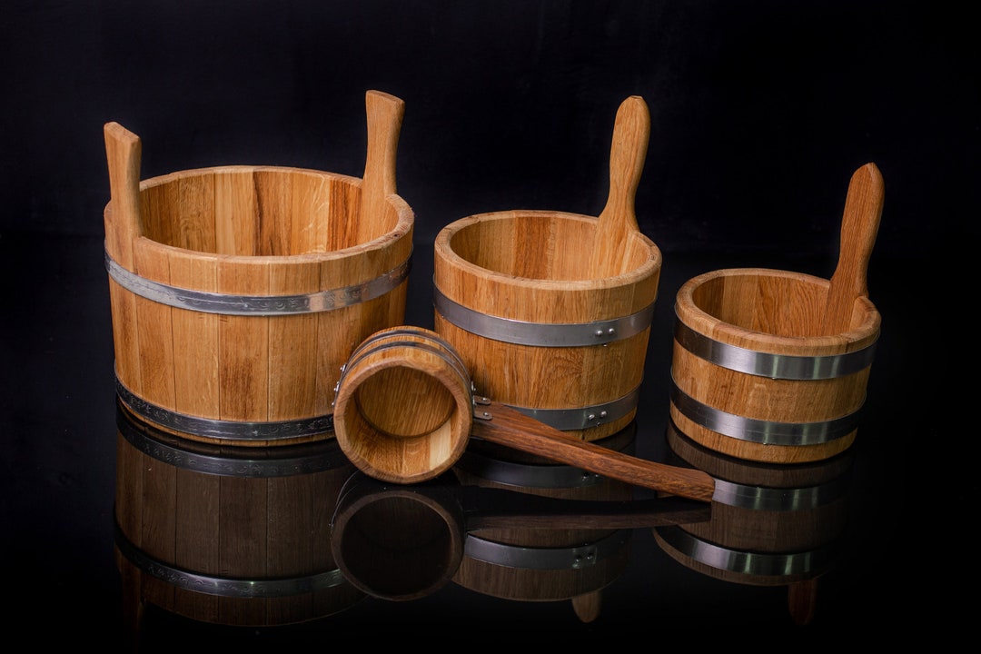Sauna Bucket 3L, 5L, 10L and Ladle 0,5L, Banya Accessories, Infusion ...