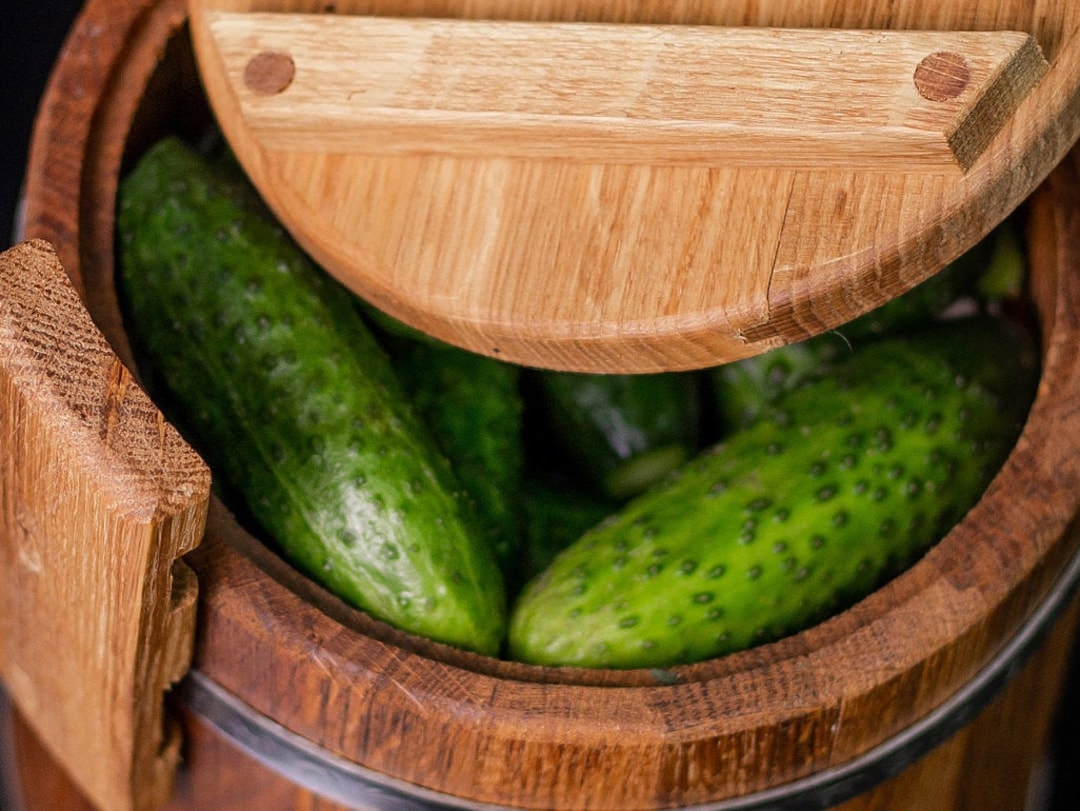 Oak Pickle Barrel With Lid / Pickle Oak Barrel / Wooden Vat for Pickles ...