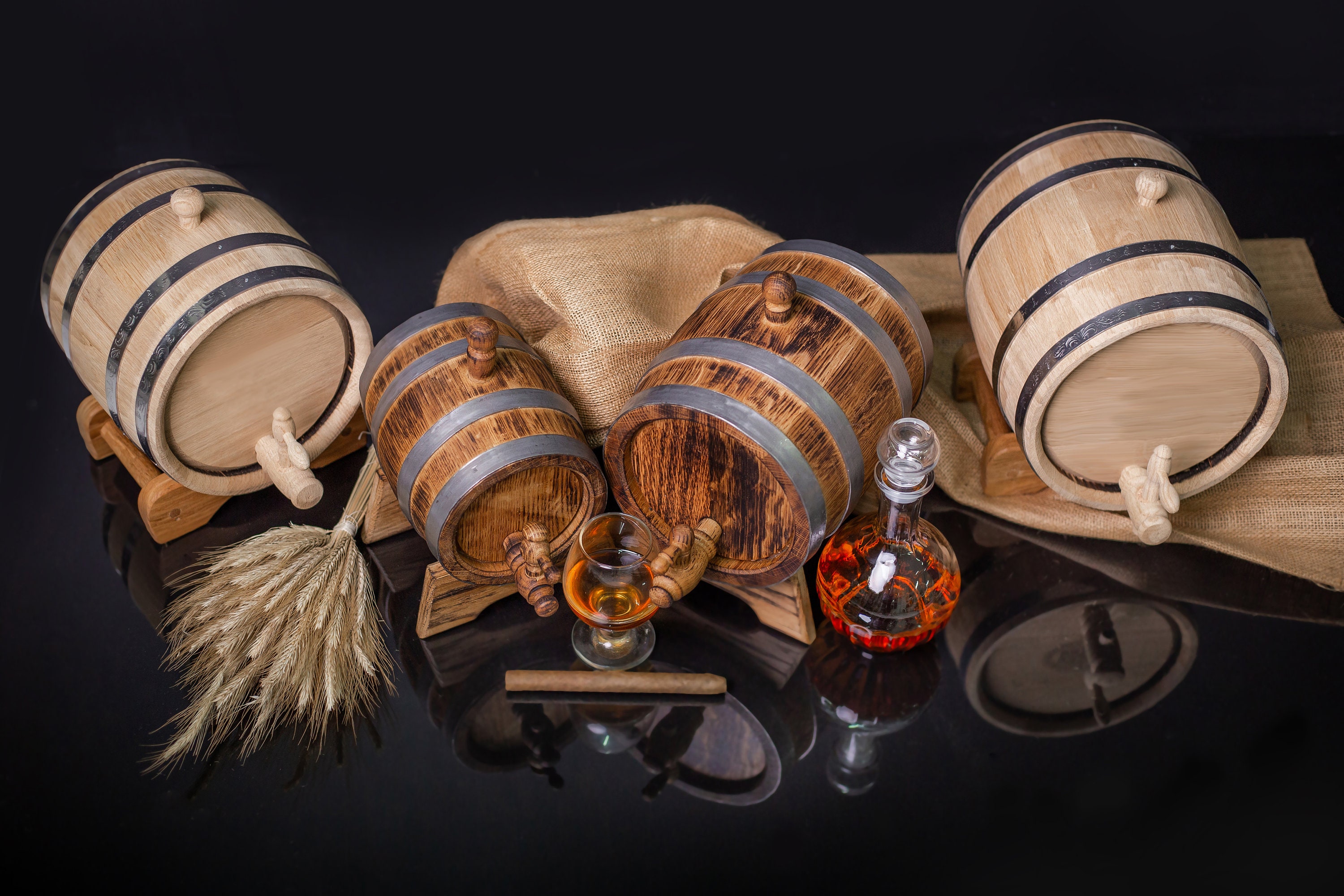 Oak Whiskey Barrel, 1, 2, 3, 5, 10, 15 Liter Rum Oak Barrel, Rum Barrel ...