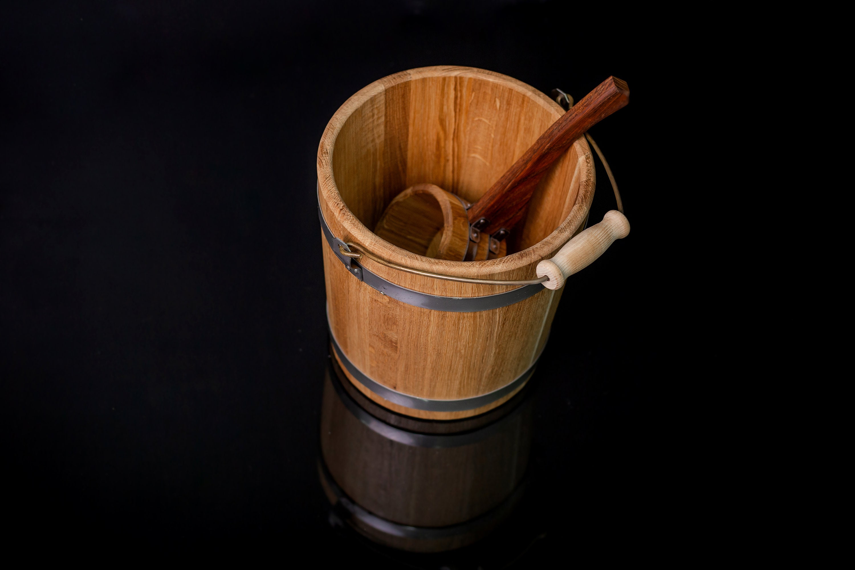 Oak Bucket, Sauna Broom Wooden Steamer Bucket, Sauna Accessories ...