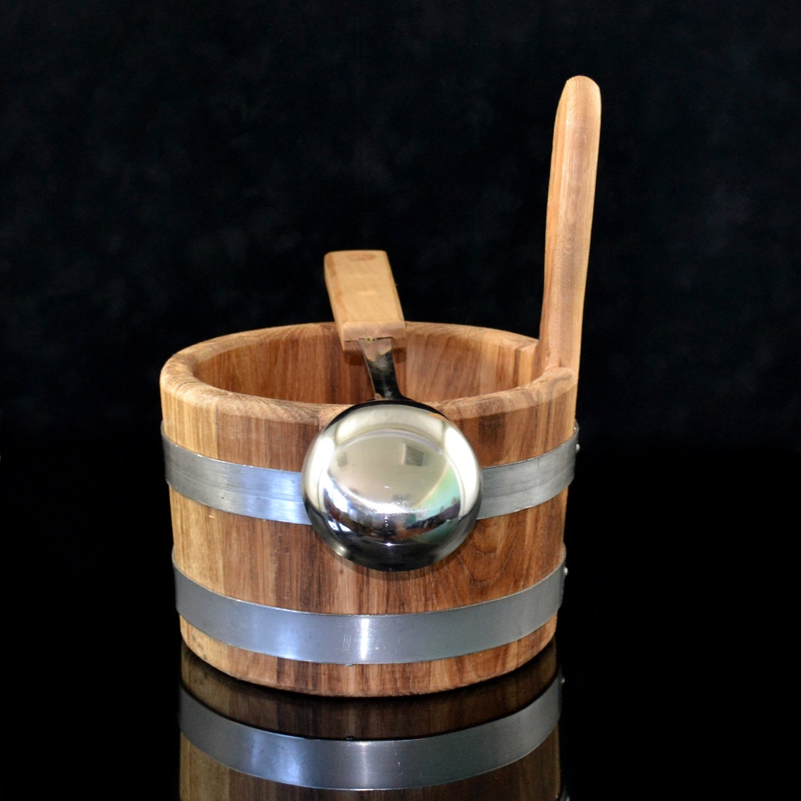 Oak Bucket and Ladle Wood Bath Bucket Sauna Wooden Steamer - Etsy