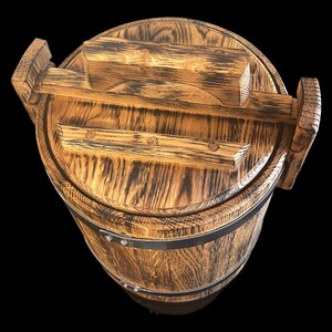 Rustic Oak Barrel With Lid / Antique Pickle Oak Barrel / Aging Wooden ...