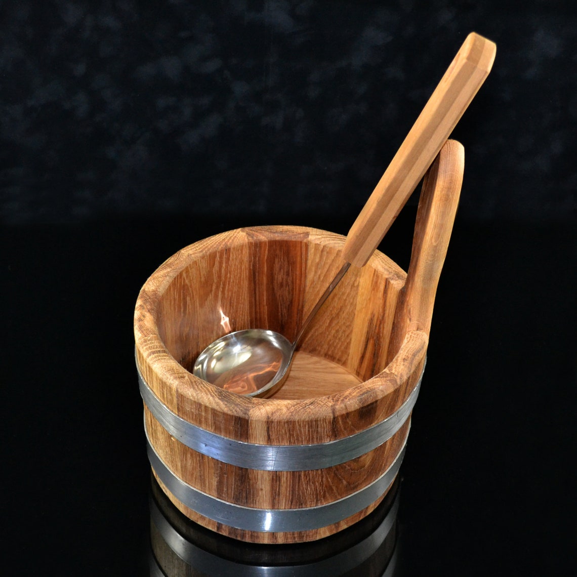 Oak Bucket and Ladle Wood Bath Bucket Sauna Wooden Steamer - Etsy