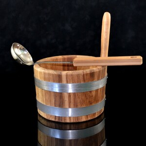 Oak Bucket and Ladle, Wood Bath Bucket, Sauna Wooden Steamer Bucket 3l ...