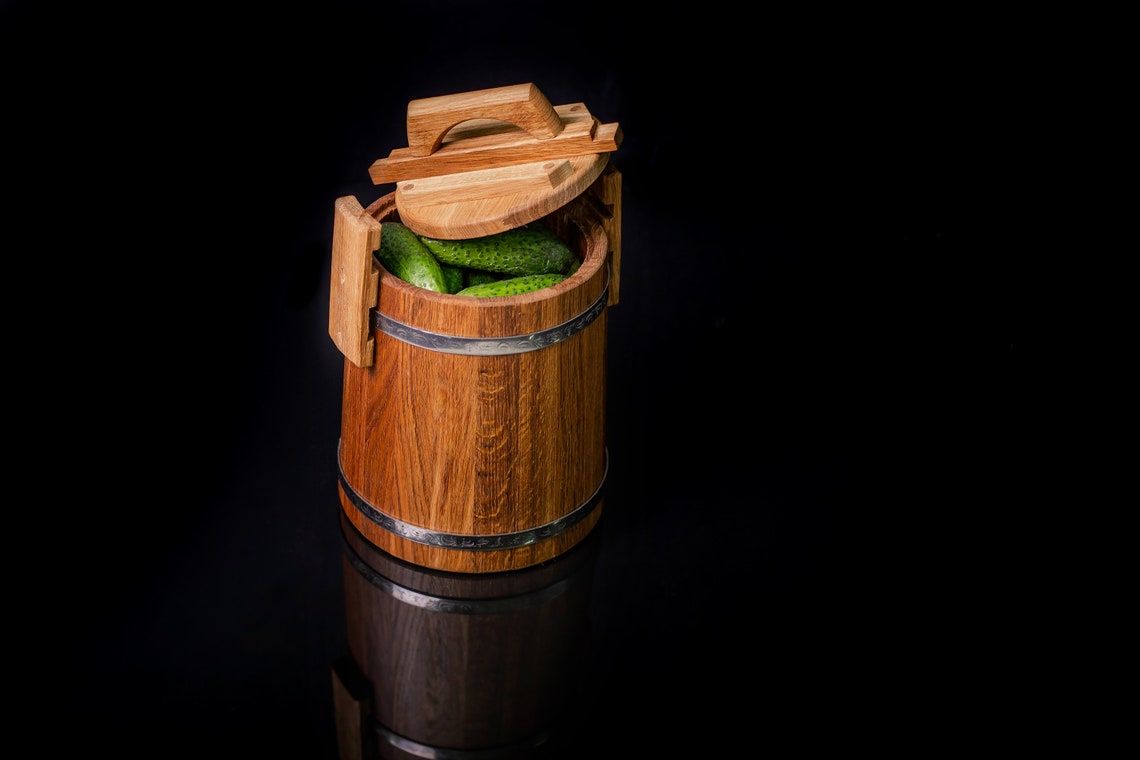 Oak Pickle Barrel With Lid / Pickle Oak Barrel / Wooden Vat for Pickles ...