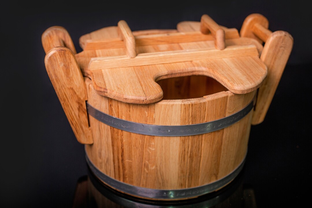 Oak Barrel 23L for Steaming Bath Brooms, Sauna Bucket, Wooden Spa ...