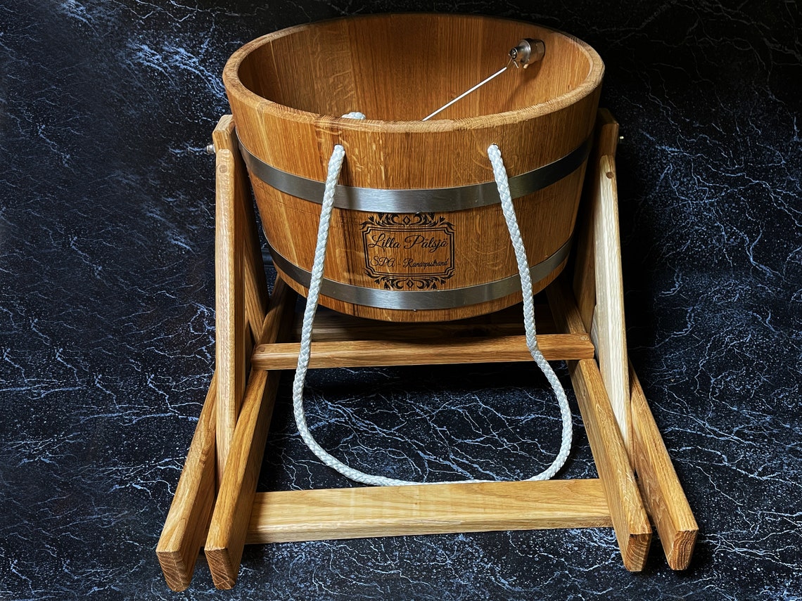 Personalized Shower Wooden Bucket Sauna Cold Shower, Strong Double ...
