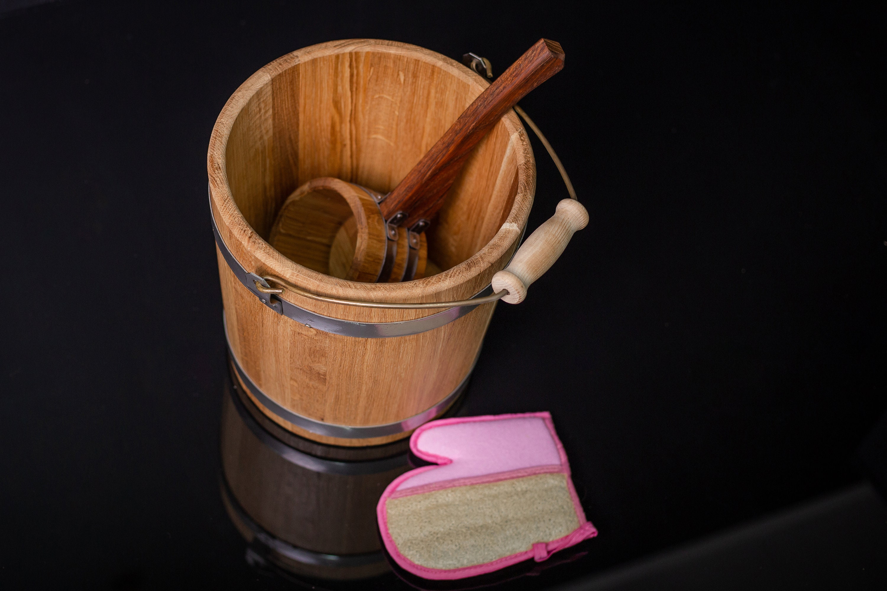 Oak Bucket, Sauna Broom Wooden Steamer Bucket, Sauna Accessories ...
