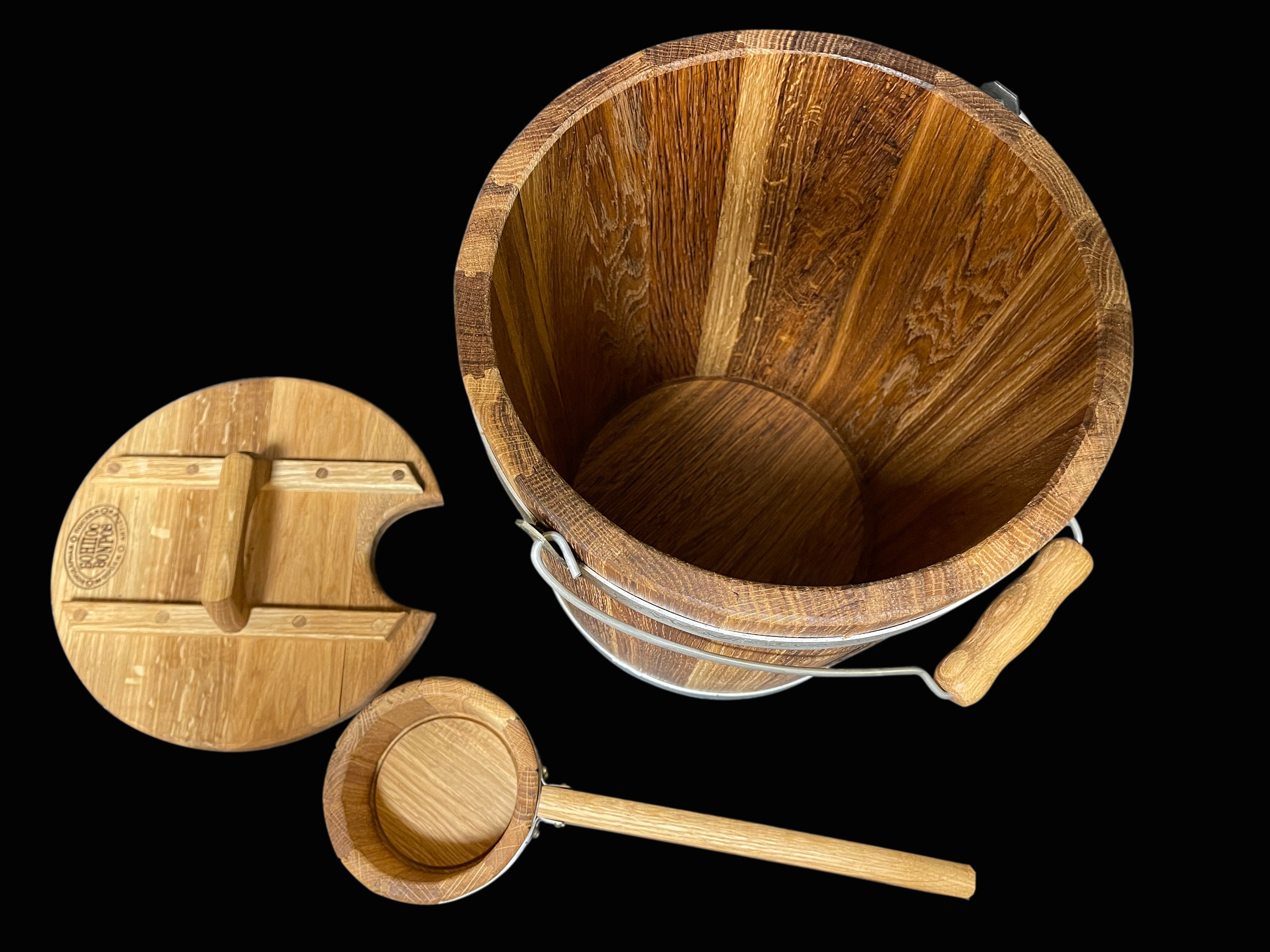Personalized Sauna Bucket With Lid, Oak Steamer Bucket, Broom ...
