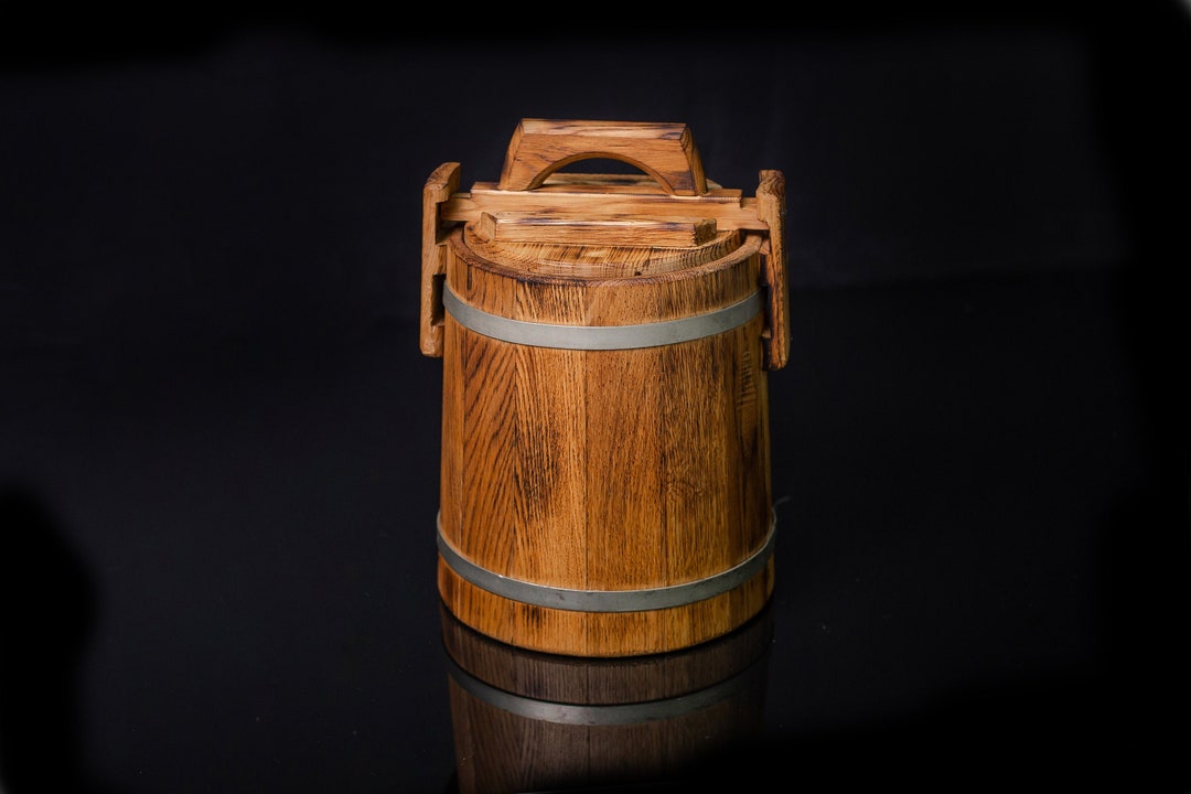 Retro Oak Barrel With Lid / Antique Pickle Oak Barrel / Wooden Vat for ...