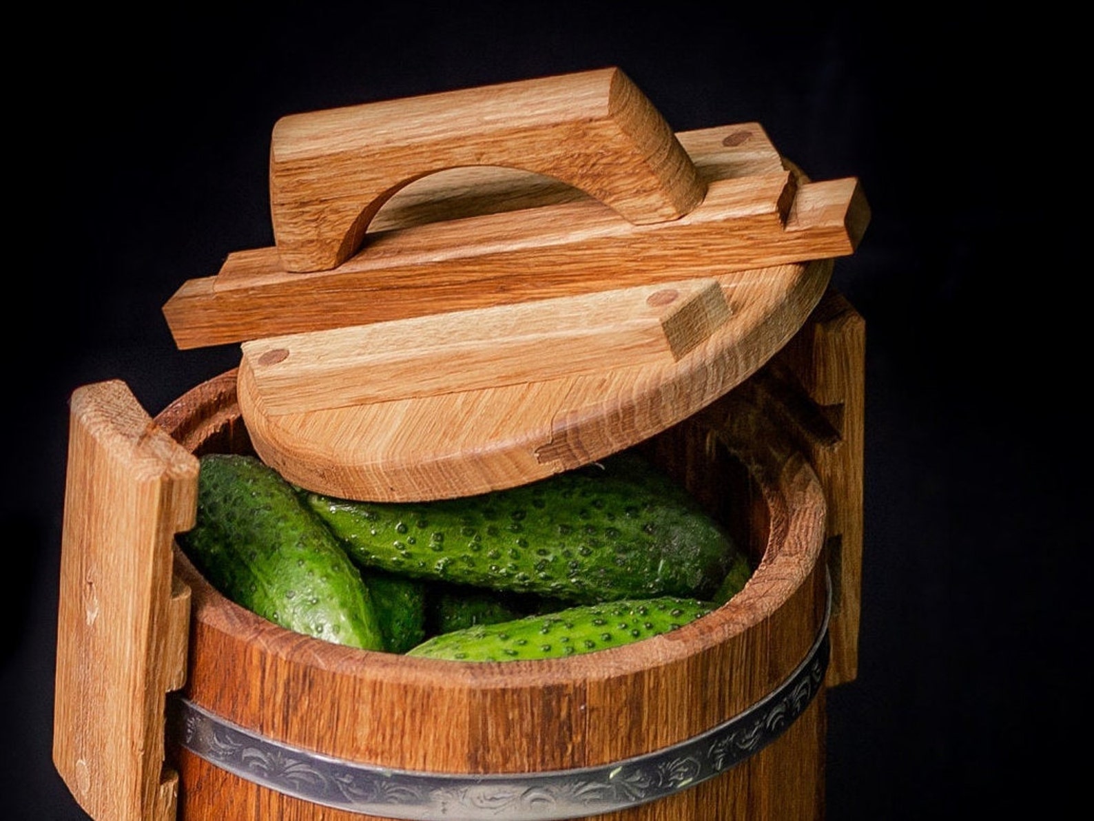 Oak Pickle Barrel With Lid / Pickle Oak Barrel / Wooden Vat for Pickles ...
