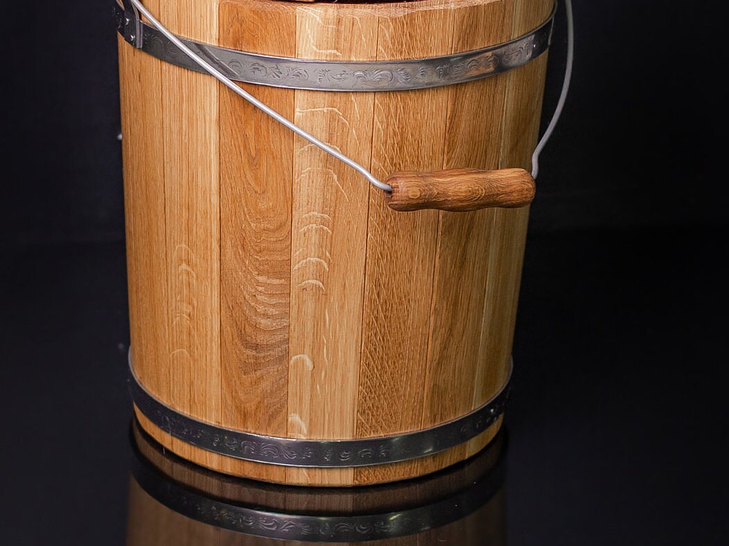 Oak Bucket, Sauna Broom Wooden Steamer Bucket, Sauna Accessories ...