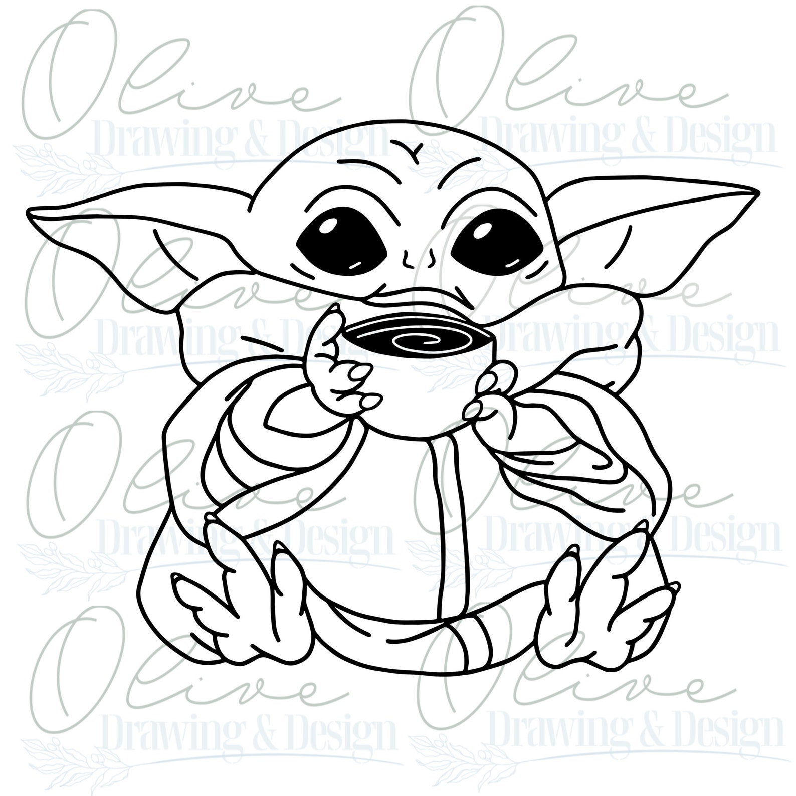 Baby Yoda Outline SVG & PNG, Grogu Digital File, Grogu Digital Shirt ...