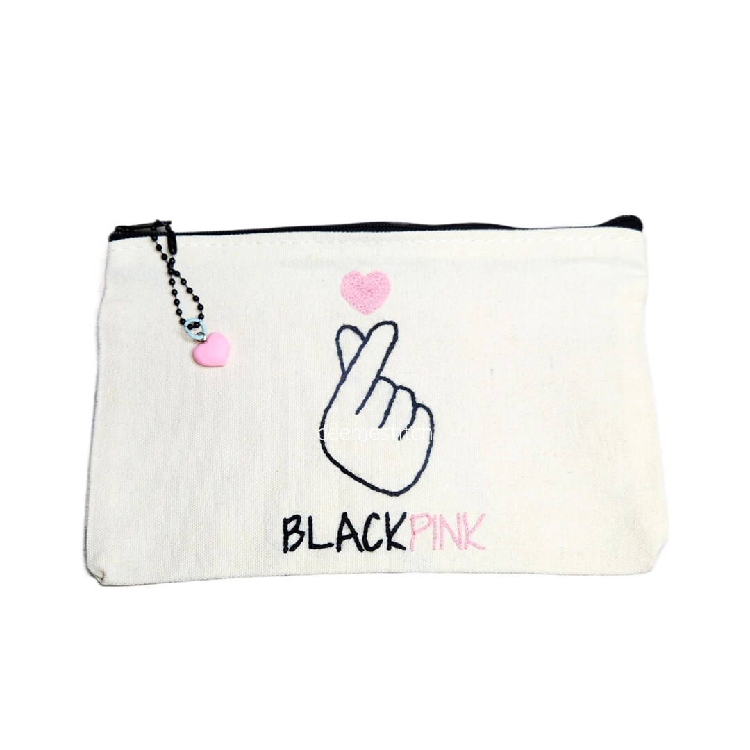 BLACKPINK Kpop Hand Heart Hand Embroidered Zipper Canvas Pouch Gift for ...