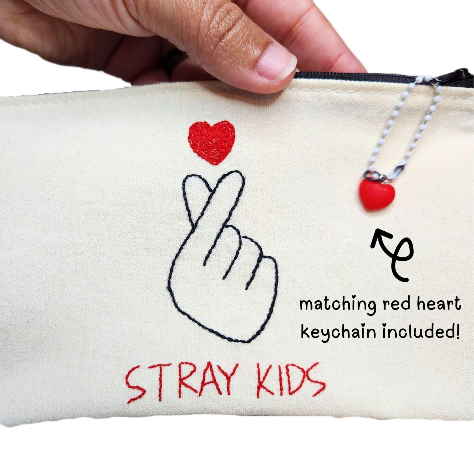 STRAY KIDS Hand Embroidered Canvas Zipper Pouch - Fan Made K-pop ...