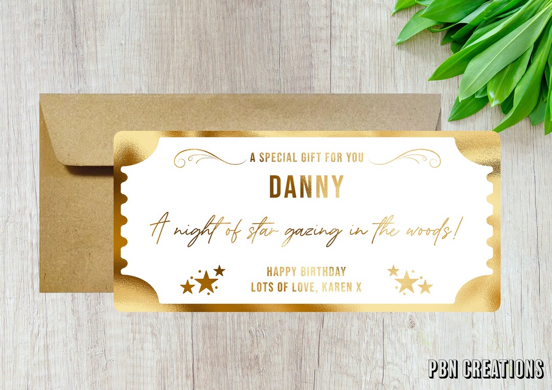 Foil Gift Voucher - Personalised Gift Voucher - Celebration Voucher ...
