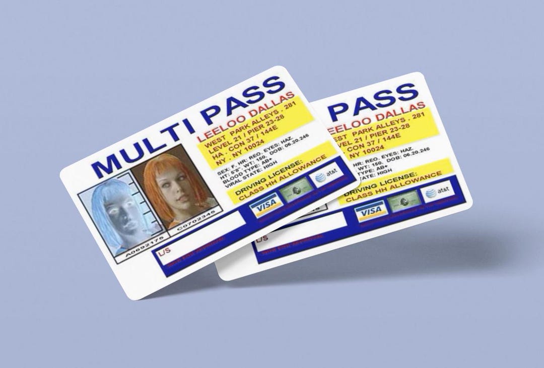 Fifth Element Multipass ID Card - Leeloo Dallas Plastic Prop - Etsy