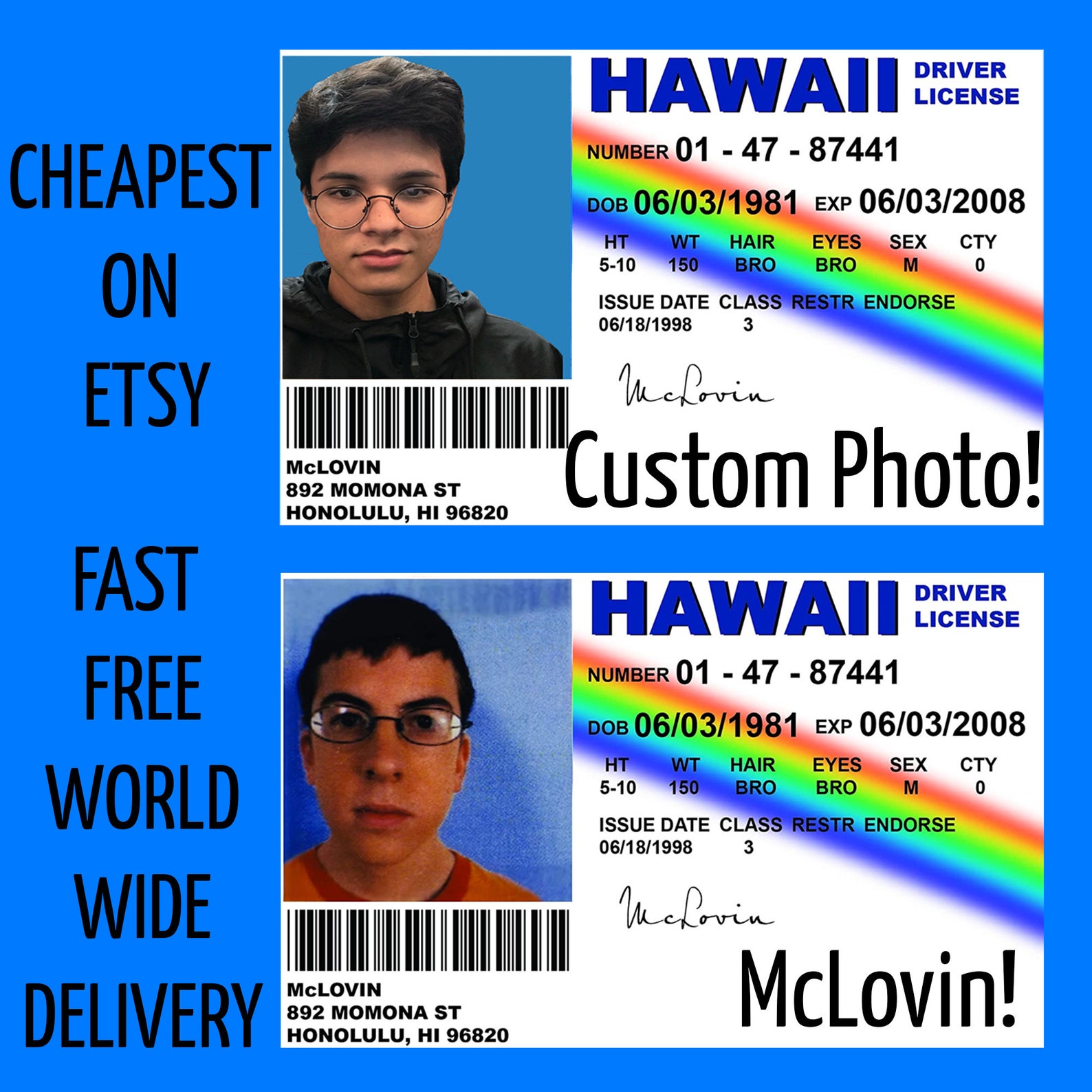Mclovin SUPERBAD Plastic ID Card Film Novelty Prop Replica with or ...
