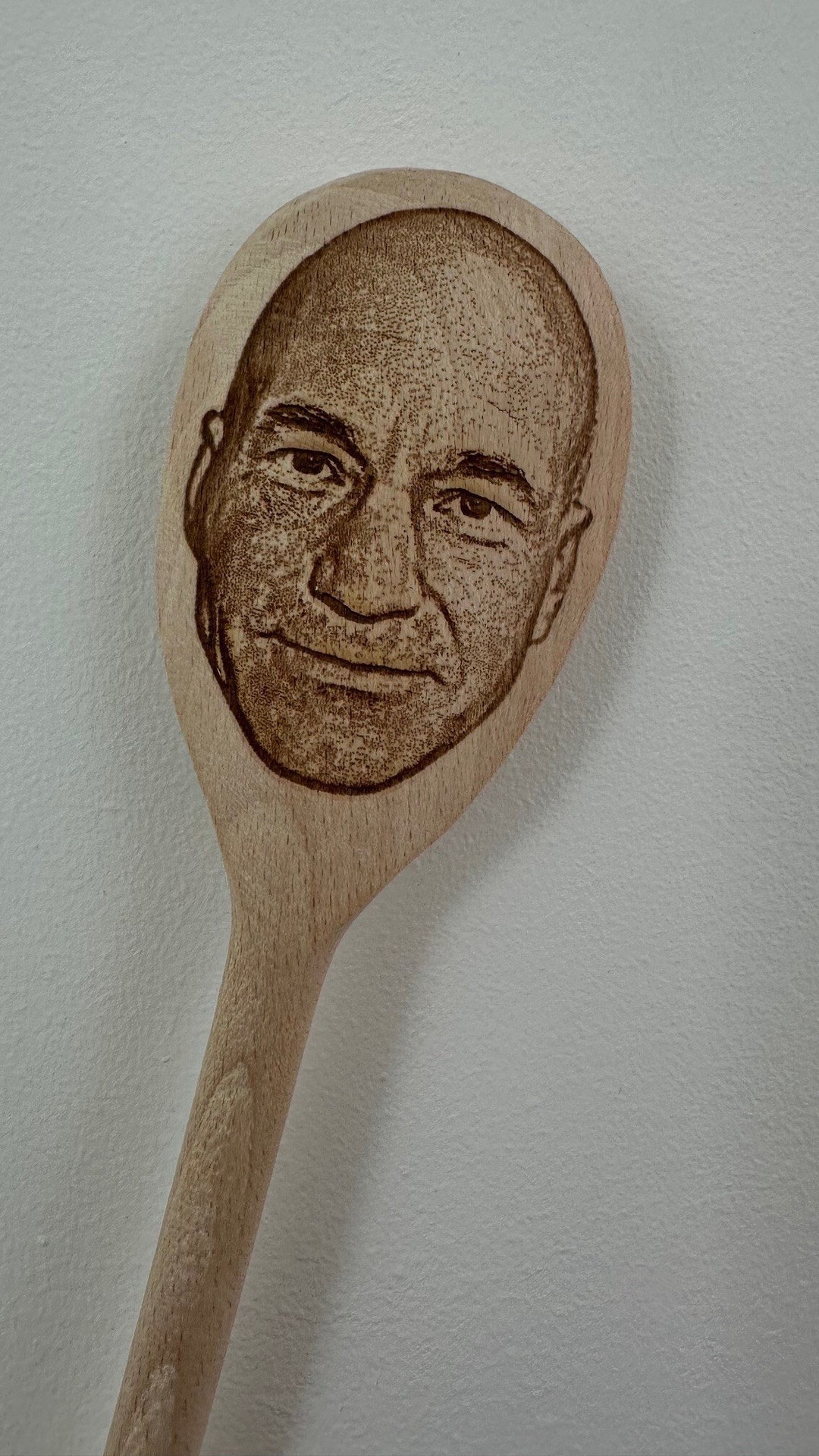 Patrick Stewart's Face Engraved on a Wooden Spoon (30cm), Birthday ...
