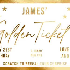 Golden Scratch off Ticket - Personalised Gift Ticket - Celebration ...