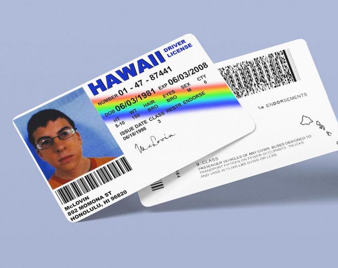 Mclovin ID Card Replica: Superbad Novelty License - Custom Photo Option ...