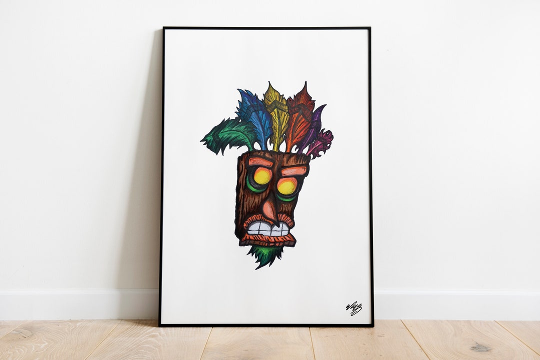 Crash Bandicoot Aku Aku Art - Pencil Art Available- A4/4"x6" - Etsy