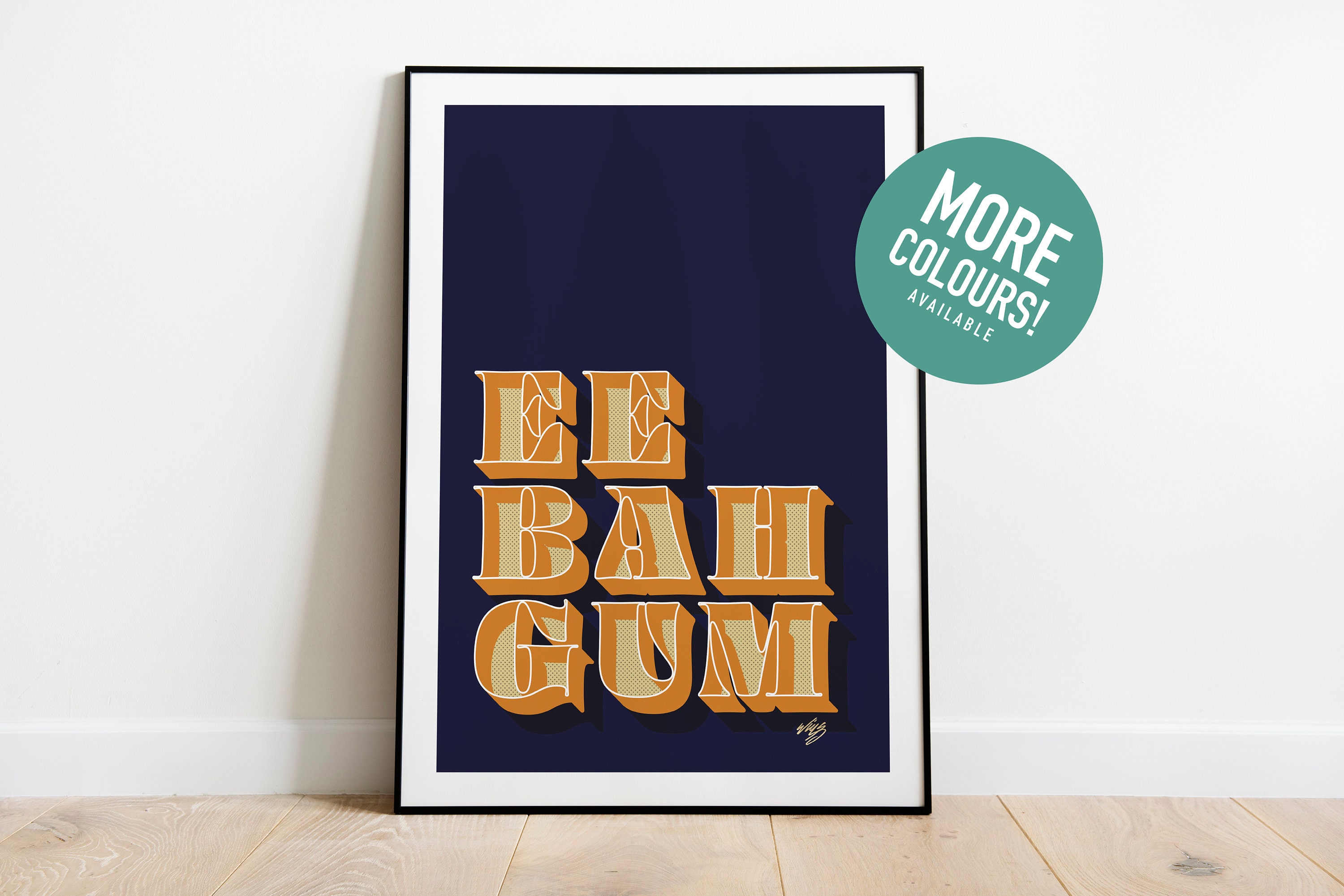 Yorkshire Typography Art Print (EE BAH GUM) - Yorkshire Sayings ...