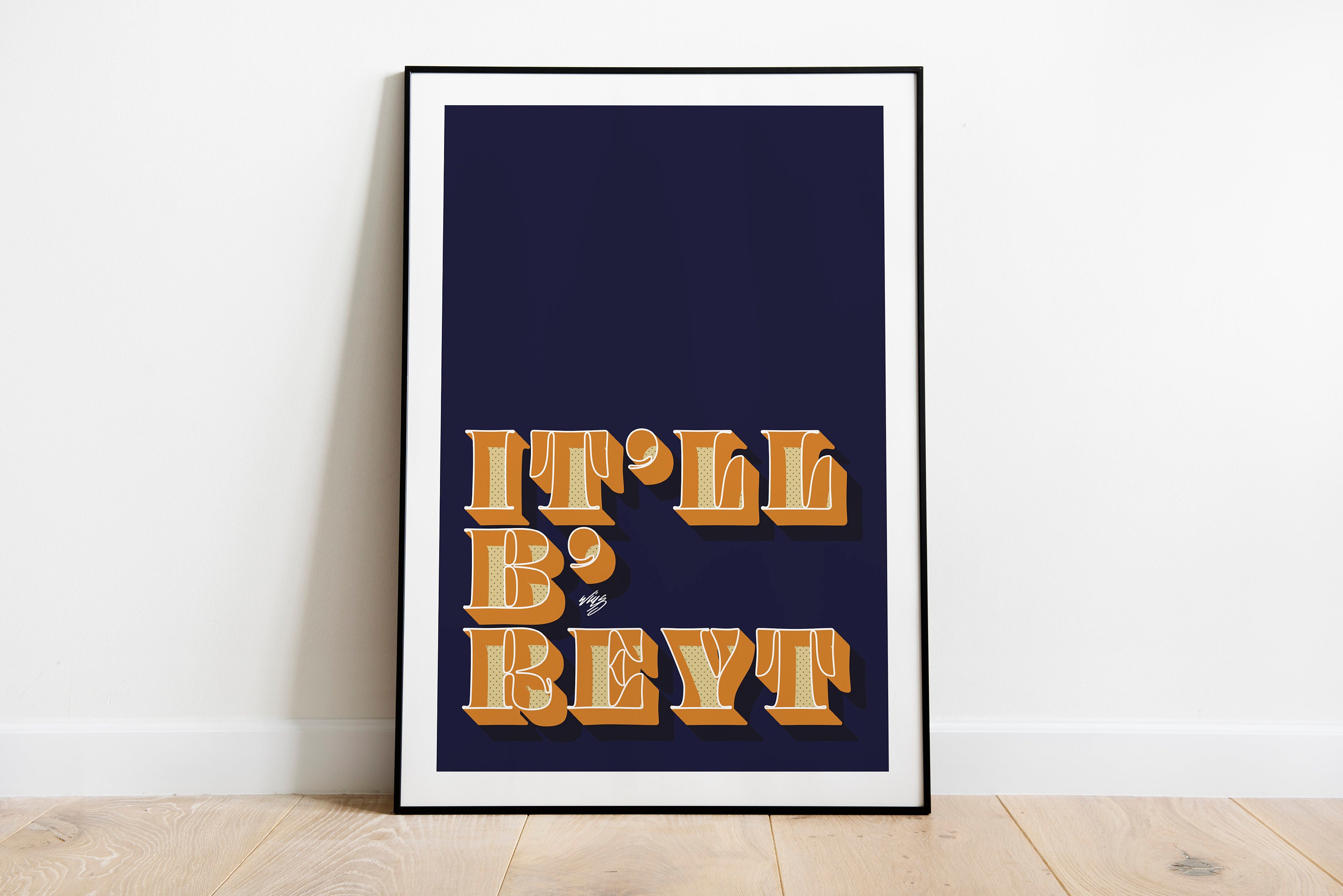Yorkshire Typography Art Print IT'LL B' REYT - Etsy España