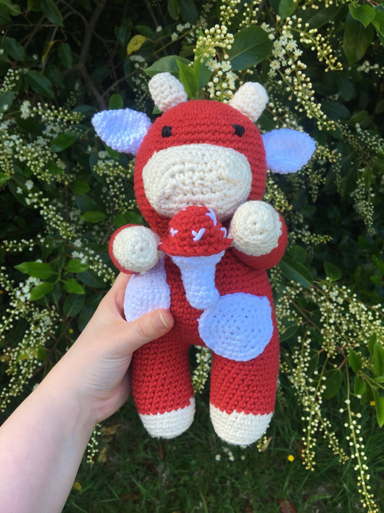 CROCHET STUFFIE handmade mushroom cow teddy | Etsy