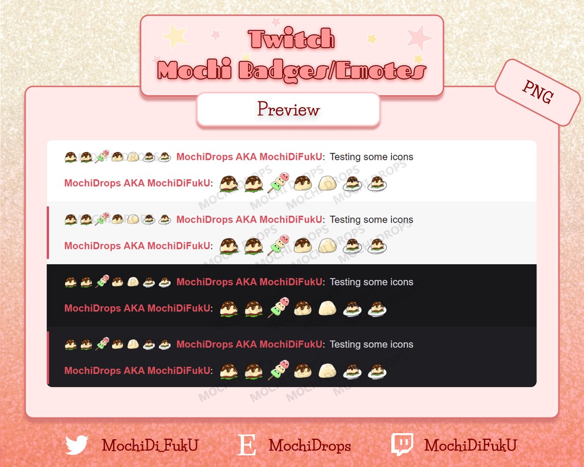 Mochi Daifuku - Emotes & Badges Bundle / Cute! Sweets / Twitch ...
