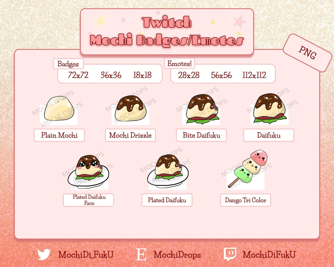 Mochi Daifuku - Emotes & Badges Bundle / Cute! Sweets / Twitch ...