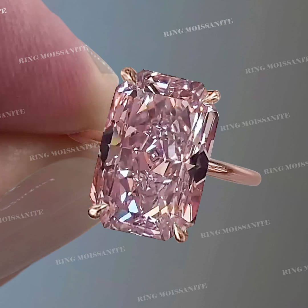10 CT Radiant Morganite Ring,pink Morganite Engagement Ring,14k Rose ...