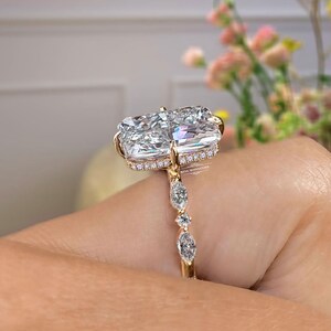 6 CT Radiant Cut Engagement Ring Hidden Halo Radiant Moissanite ...