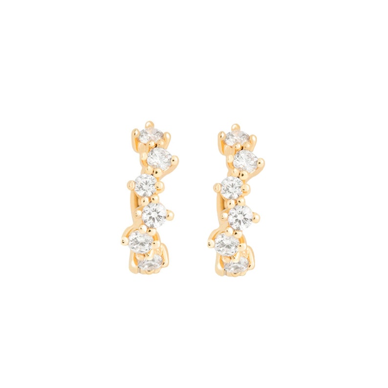14k Gold Diamond Helix Hoop Earring • Huggie Cartilage Piercing - Etsy
