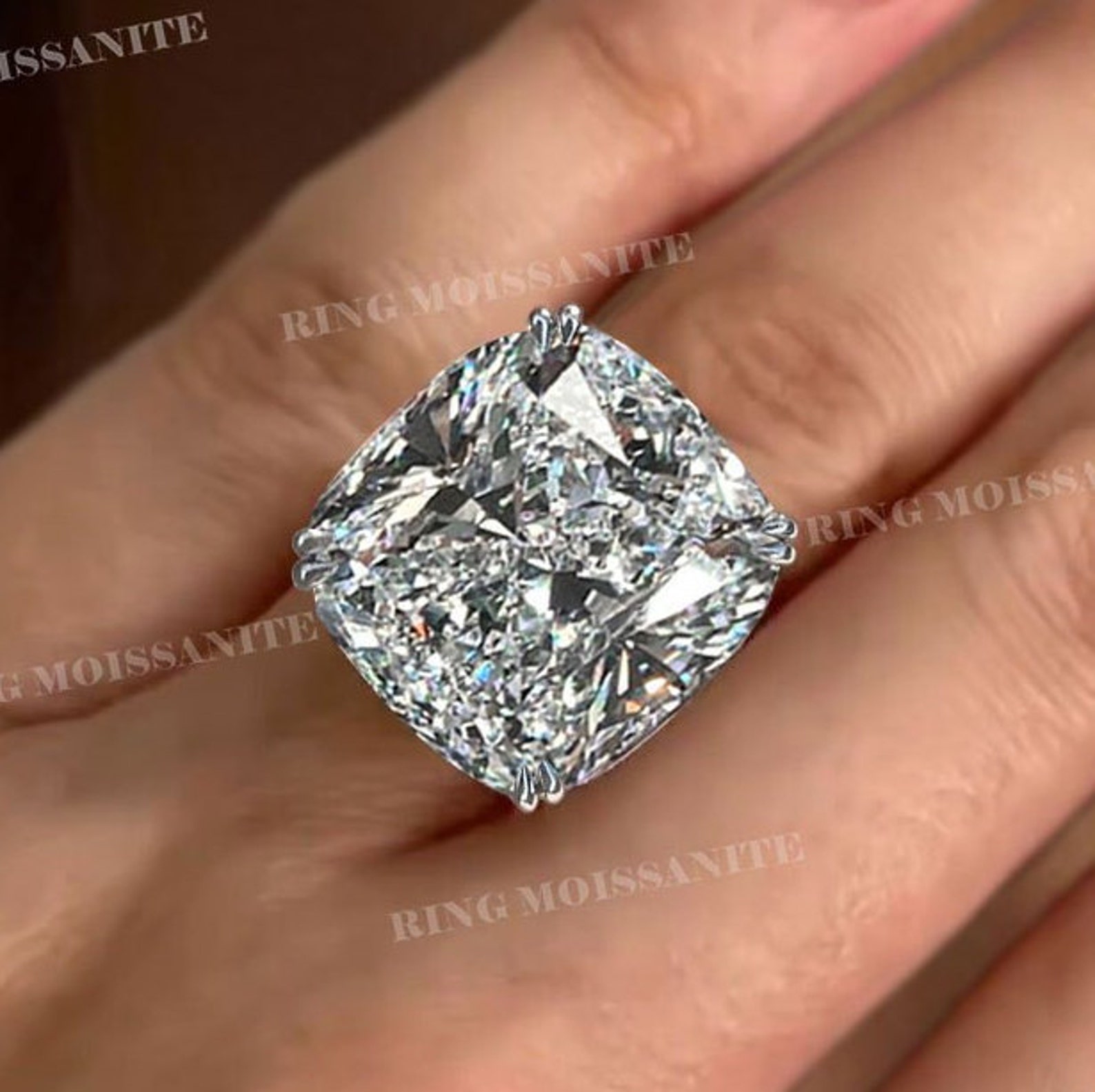 17 CT Large Square Cushion Cut Engagement Ringcelebrity Style - Etsy