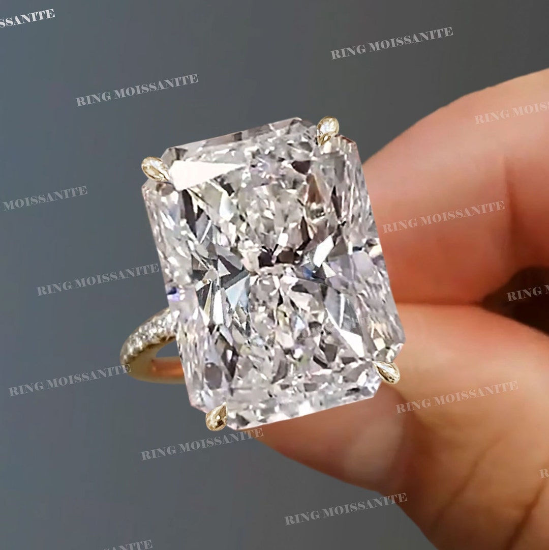 16.8CT Radiant Cut Engagement Ring,solitaire Radiant Moissanite Ring ...