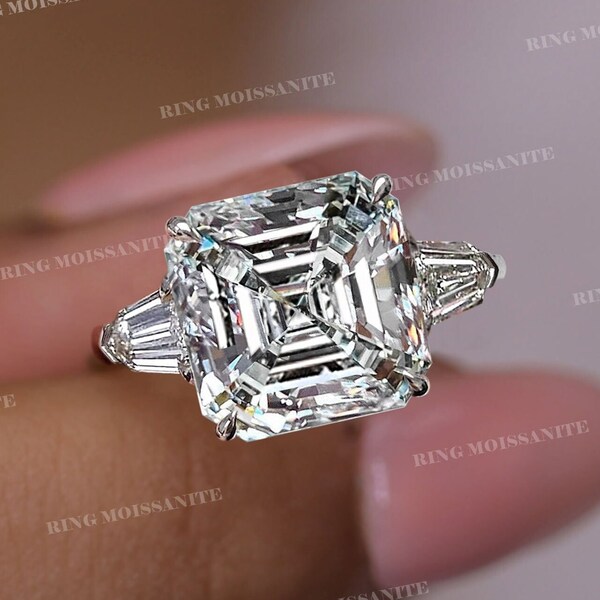 Asscher Cut Moissanite Rings Etsy