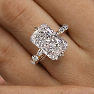 6 CT Radiant Cut Engagement Ring Hidden Halo Radiant Moissanite ...