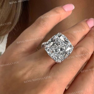17 CT Large Square Cushion Cut Engagement Ring,celebrity Style Big ...
