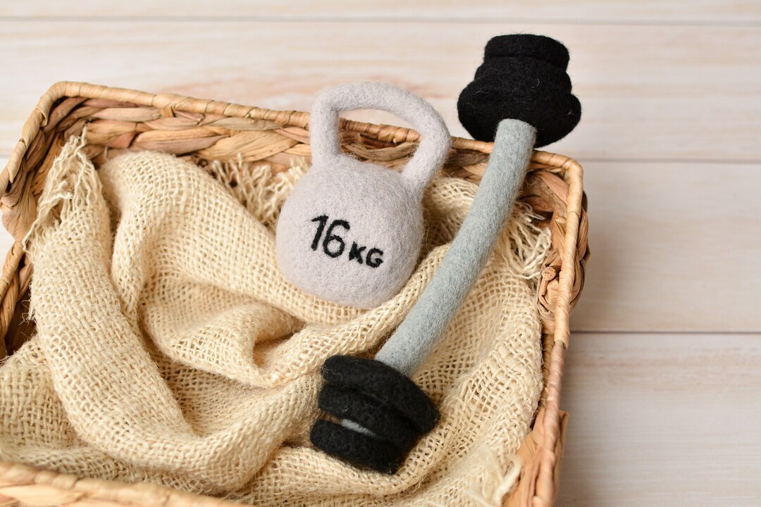 Newborn Barbell Props, Wool Weight Toy, Newborn Felted Barbell Toy ...