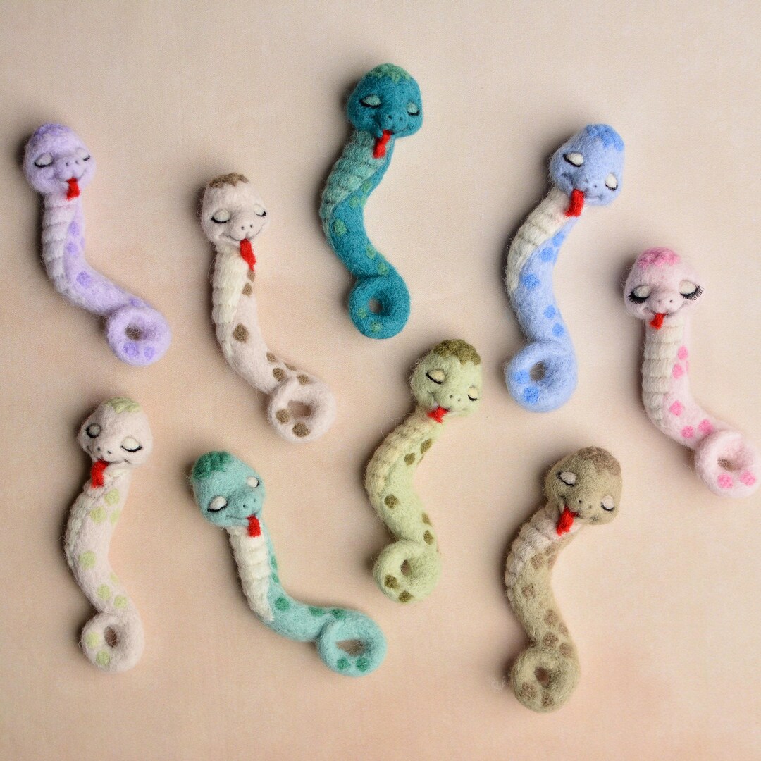 Felted Snake Toy, Symbol 2025 Year, Needle Felted Animals, Newborn Boy ...