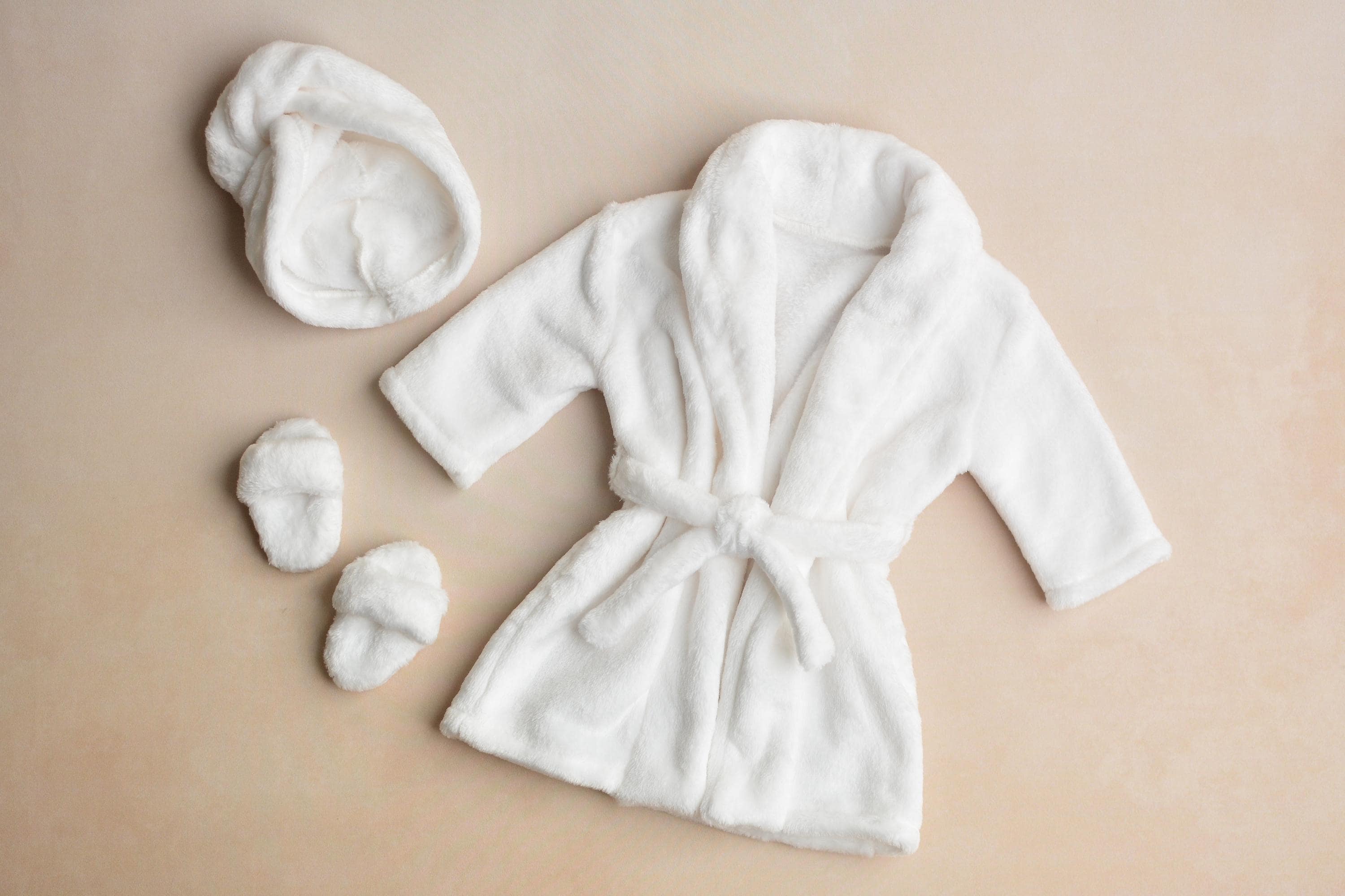 Baby Bathrobe Outfit, Newborn SPA Costume, White Slippers, Soft Towel ...