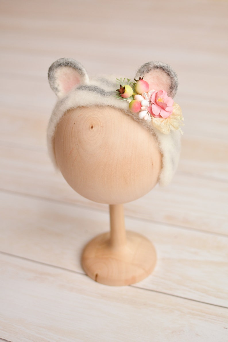 Newborn Tiger Props, Set of Headband and Wool Tiger Toy, Newborn Felted ...