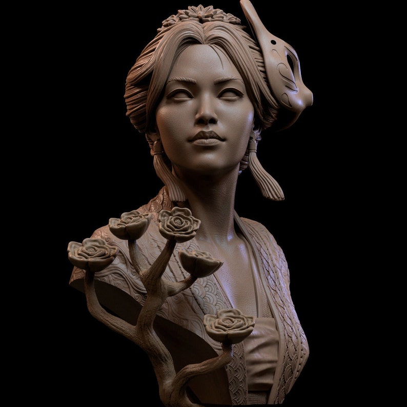 Asian Woman Bust Asian Girl 12K Resin 3D Printed Collectible Figure ...